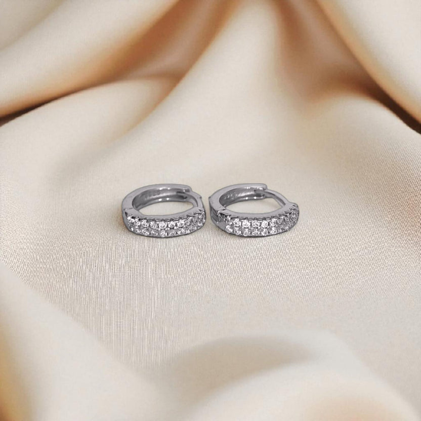 Double Line Diamond Bali - 925 Silver – Swarajya Silvers